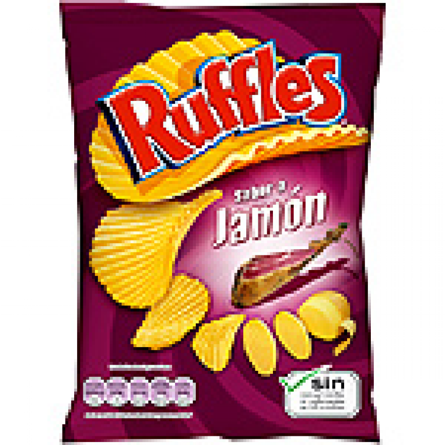 RUFFLES patatas fritas sabor jamon bolsa 115 grs