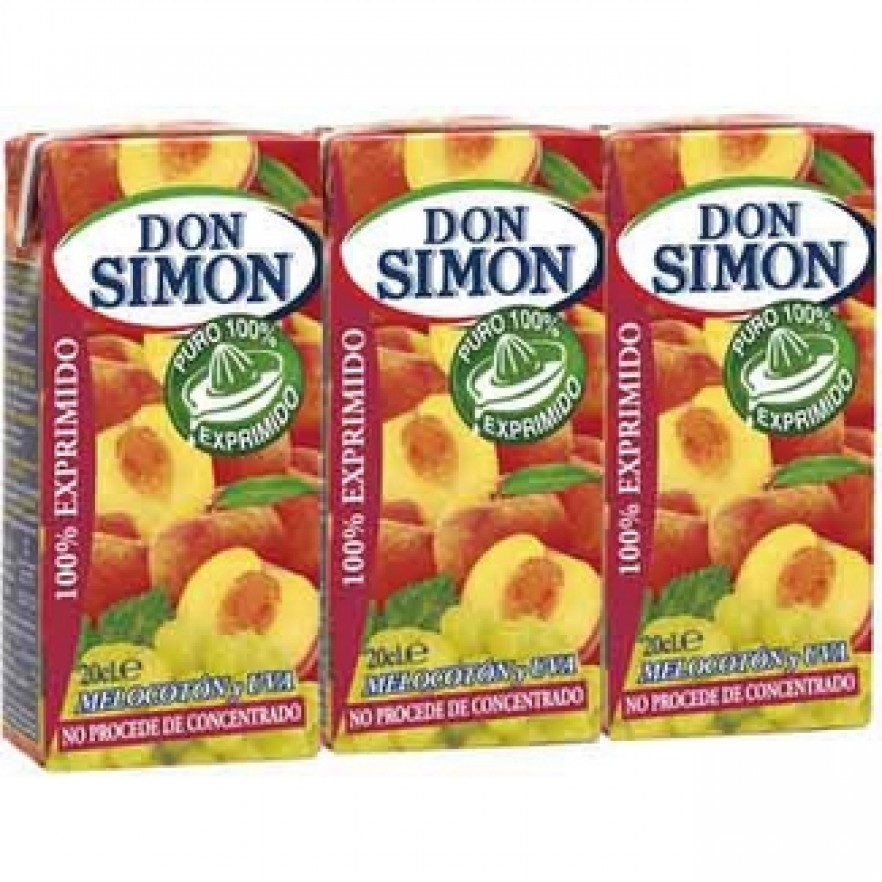 DON SIMON zumo de melocoton exprimido pack 3 envase 200 ml