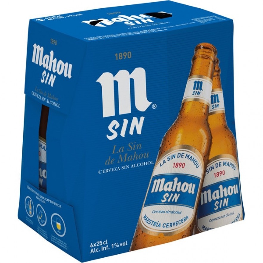 MAHOU SIN cerveza sin alcohol pack 6 botellas 25 cl