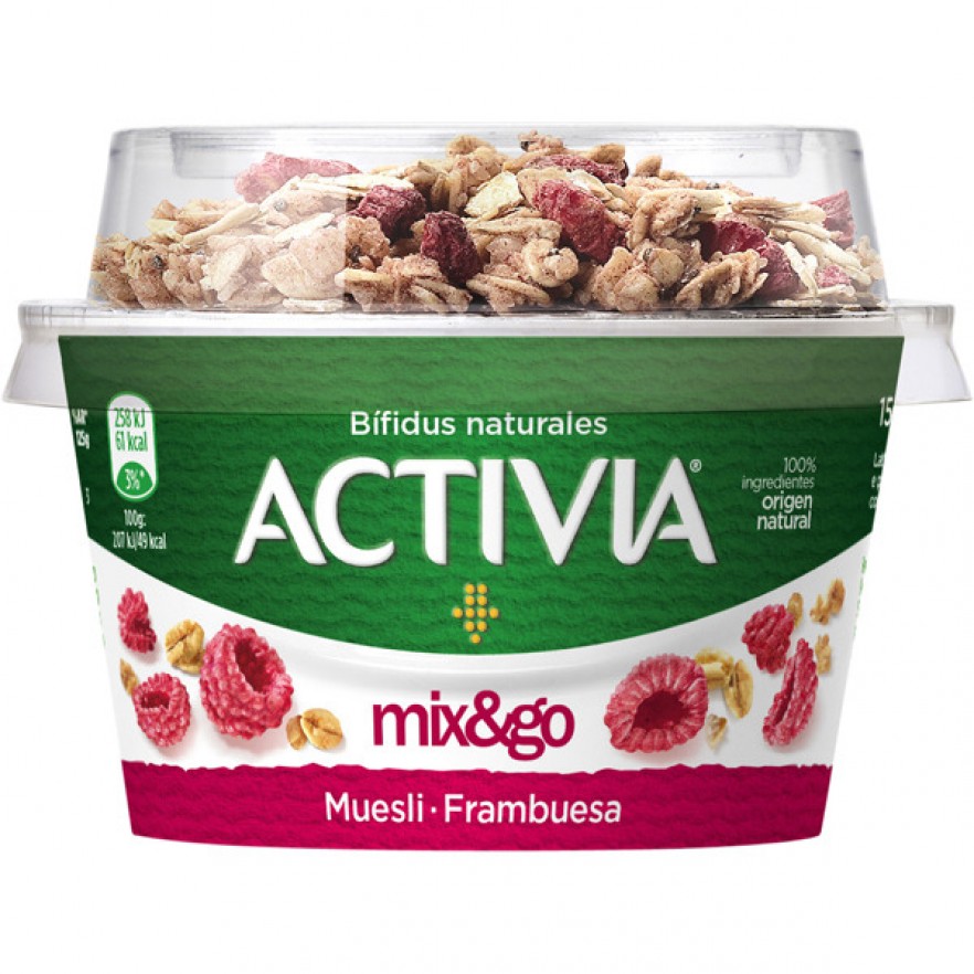 DANONE ACTIVIA MIX&GO con muesly y frambuesa 170 grs