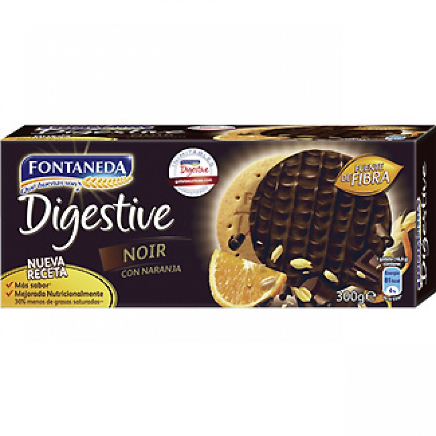FONTANEDA DIGESTIVE Noir galletas con chocolate negro y naranja paquete ...
